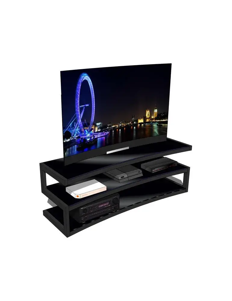 Norstone Esse AV Curve – zakrzywiony stolik RTV/Hi‑Fi 110 cm, udźwig 80/50 kg Kolor Czarny